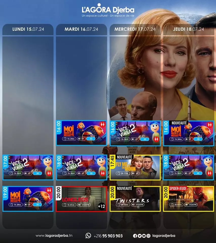 Le programme du lundi à l'Agora Djerba - Sortir à Djerba