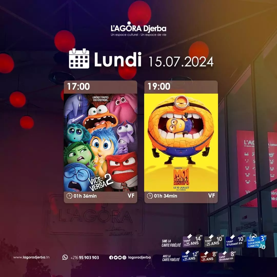 Le programme du lundi à l'Agora Djerba - Sortir à Djerba